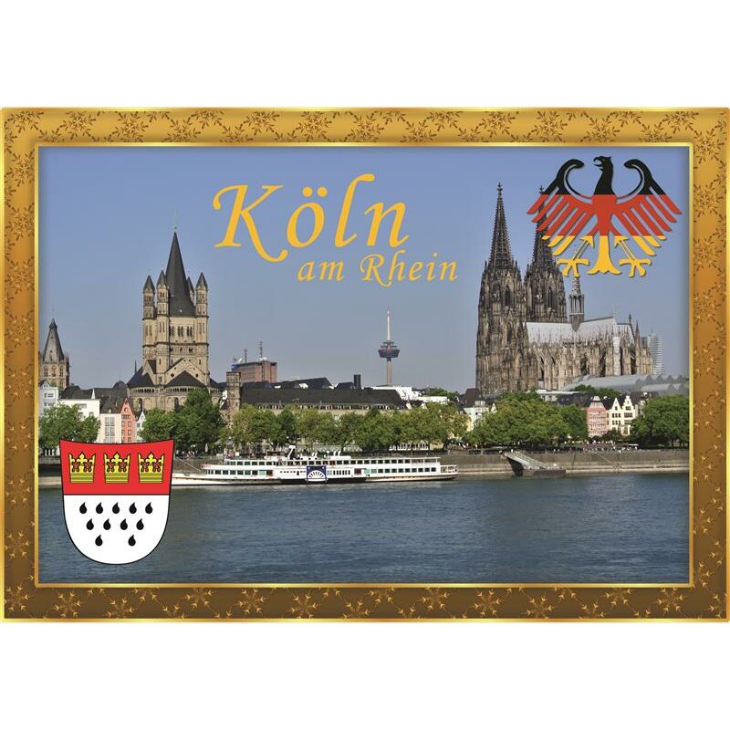 Fotomagnet Foto Magnet Kühlschrankmagnet - Köln Postkarte schwarz - S